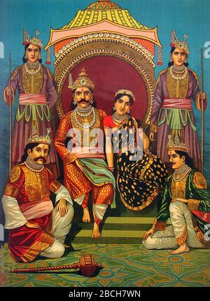 Raja Ravi Varma - Mahabharata - Birth of Shakuntala Stock Photo - Alamy