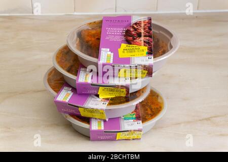 four Waitrose ready meal curry reduced for quick sale Stock Photo - Alamy
