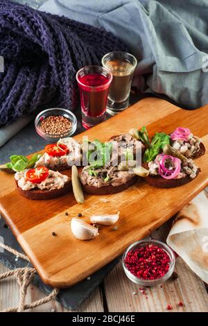 Assortment of typical snacks of Basque Country and Navarre, pinchos or ...
