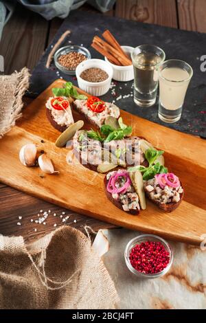 Assortment of typical snacks of Basque Country and Navarre, pinchos or ...