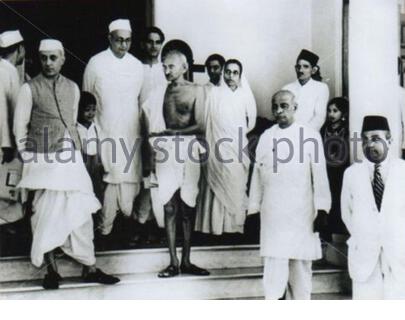 Mahatma Gandhi ; Sardar Vallabhbhai Patel and Jawaharlal Nehru in a ...