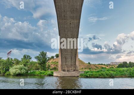 View of Zaporozhye city from Dnieper river in the evening Stock Photo ...
