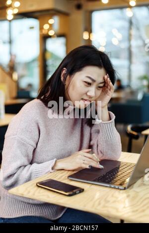 Frustrated angry laptop user woman annoyed with software problem Stock ...