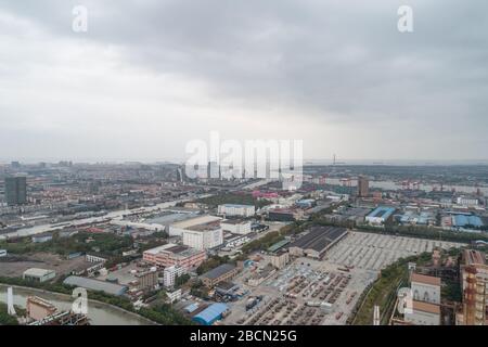 aerial view of raw industrial material in cargo port Stock Photo - Alamy