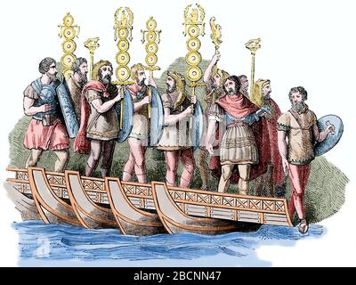Roman Army. Imperial standard. Aquila (eagle). Engraving. Color ...