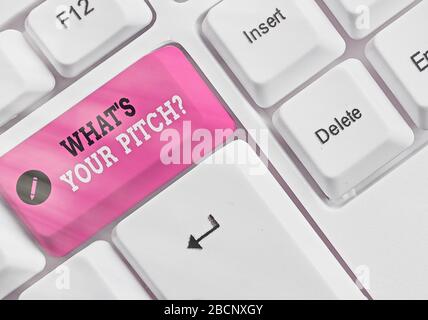 Writing note showing What S Is Your Pitch question. Business concept ...