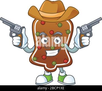 Christmas bell cartoon character as a Cowboy holding guns Stock Vector ...