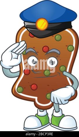 A dedicated Police officer of gingerbread mascot design style. Vector ...