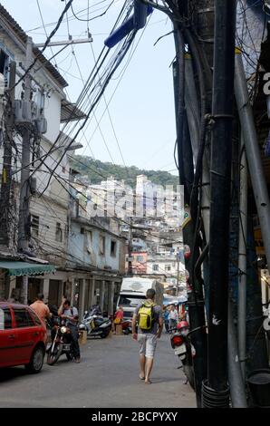 The tight narrow streets of Rocinha Favela Rio De Janeiro, Brazil Stock ...