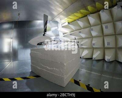 Helicopter drone electromagnetic compatibility testing inside GTEM cell ...