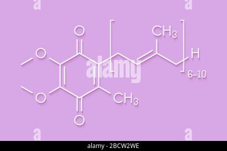 Coenzyme Q10 (ubiquinone, ubidecarenone, CoQ10) molecule, chemical ...