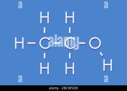 Ethanol (EtOH, ethyl alcohol) molecule, chemical structure isolated on ...