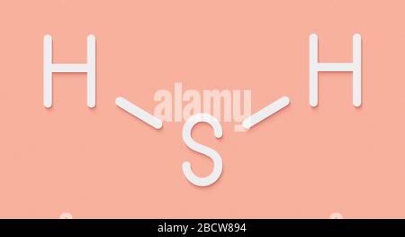 Hydrogen sulfide (H2S) molecule. Toxic gas with characteristic odour of ...