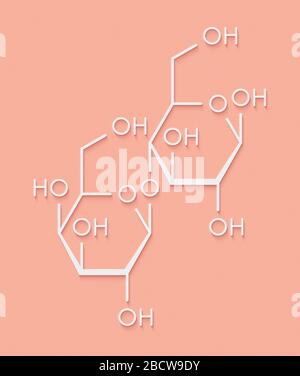 Chemical structure of lactose, a milk sugar molecule. Lactose is the ...