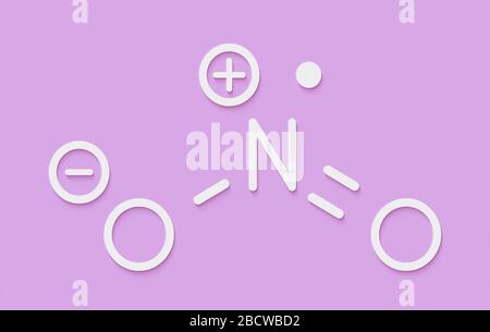 Nitrogen dioxide (NO2) air pollution molecule. Free radical compound ...