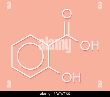 Salicylic acid molecule. Used in cosmetics, in dermatological medicines ...