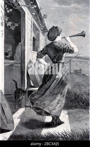 This illustration from Harper's Weekly, June 1873, features a dynamic ...