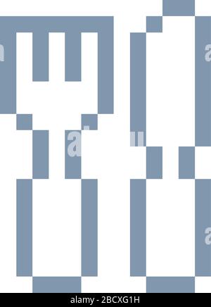 Kitchen knife pixel art, 8 bit kitchen utensils sign. pixelated Dishes ...