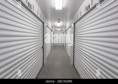 Interior od self storage facility Stock Photo - Alamy