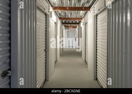 Interior od self storage facility Stock Photo - Alamy