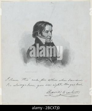 The portrait of David Crockett, an American frontiersman and politician ...