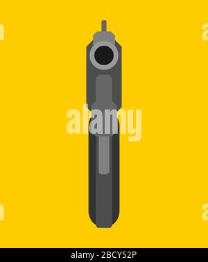 Revolver and hand front view. Gun in fist isolated. Vector illustration ...