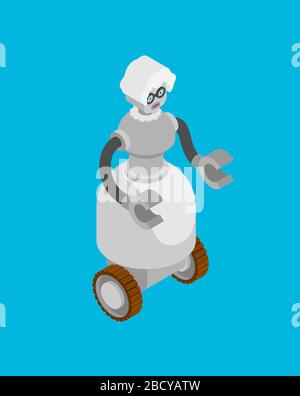 Grandma robot isolated. Governess Cyborg. Iron grandmother Stock Vector ...