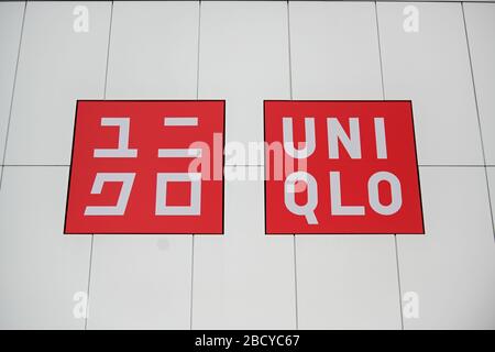 General overall view of UNIQLO signage inside the Ontario Mills mall ...