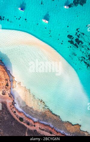 Aerial of the Ningaloo Reef, Coral Bay, UNESCO World Heritage Site ...