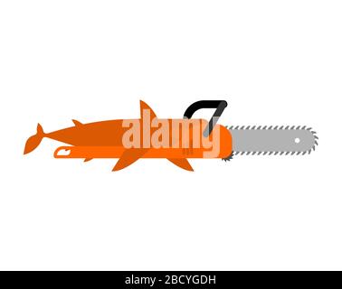 Chainsaw Fish isolated. Funny fish tool. vector illustration Stock ...
