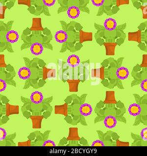 Strong Flower in pot pattern seamless. Powerful Home plant background ...