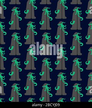 Cult Cthulhu pattern seamless. See monster follower background. Monk ...