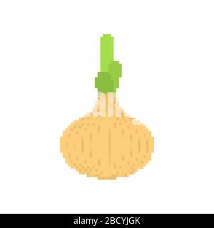 Onion pixel art. bulb 8 bit. Pixelate Vegetable. vector illustration ...