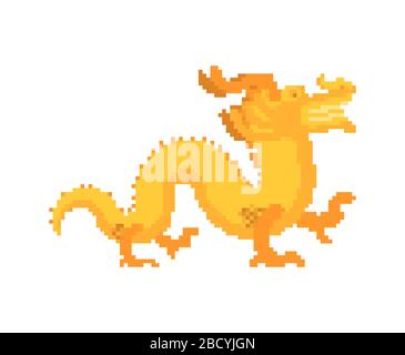 Chinese dragon pixel art. China mythical monster 8 bit. National folk ...