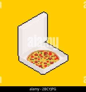 vector pixel art pumpkin pizza isolated cartoon Stock Vector Image ...