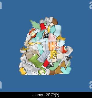 Garbage bag pixel art. rubbish black sack 8 bit. Vector illustration ...