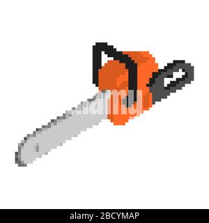 Chainsaw pixel art. lumberjack Tool 8 bit. vector illustration Stock ...