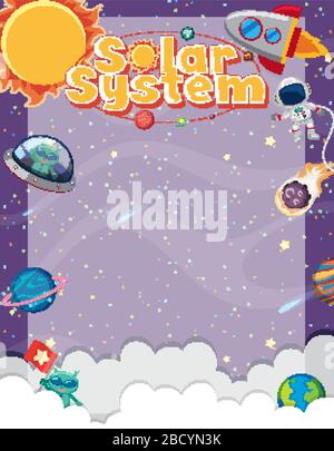 Frame template with many planets in the space background illustration ...