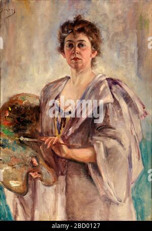 Self portrait in painting robe Stock Photo - Alamy