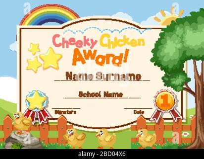 Certificate template for cheeky chicken award with chickens in ...