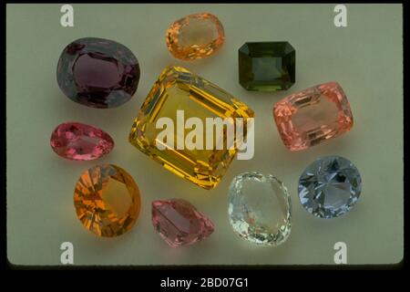 Photograph of a group of sapphires from the National Gem Collection ...