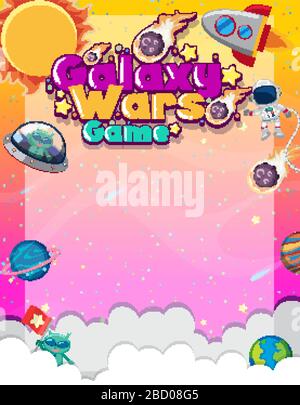 Frame template with many planets in the space background illustration ...