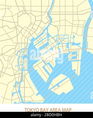 Tokyo bay area road map ( with place names, sightseeing spots Stock ...