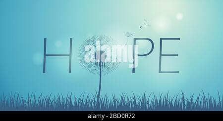 hope typography with dandelion on blue sky background Stock Vector ...