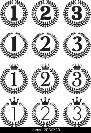 wreath frame ranking illustration set . from 1st place to 3rd place ...