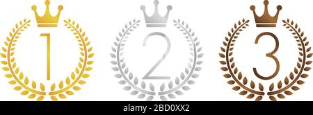 ranking crown icon set (from 1st place to 3rd place Stock Vector Image ...