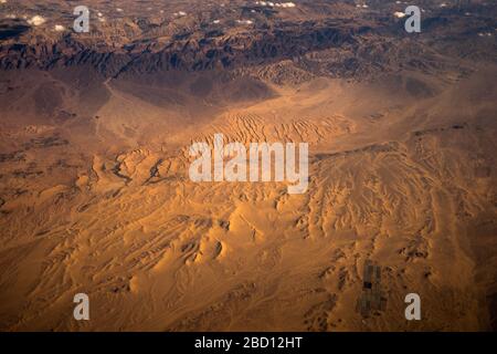 An aerial view of the Saudi Arabian coastline and the Gulf of Aqaba ...