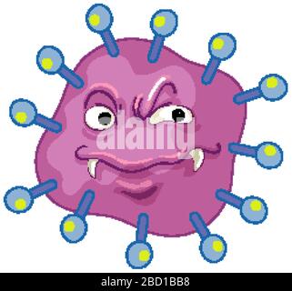 Single virus cell with scary face on white background Stock Vector ...