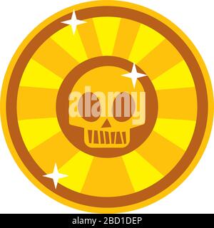 coin with skull mexican ethnic flat style icon vector illustration ...