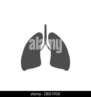 Lungs, human organ grey icon. Isolated on white background Stock Vector ...